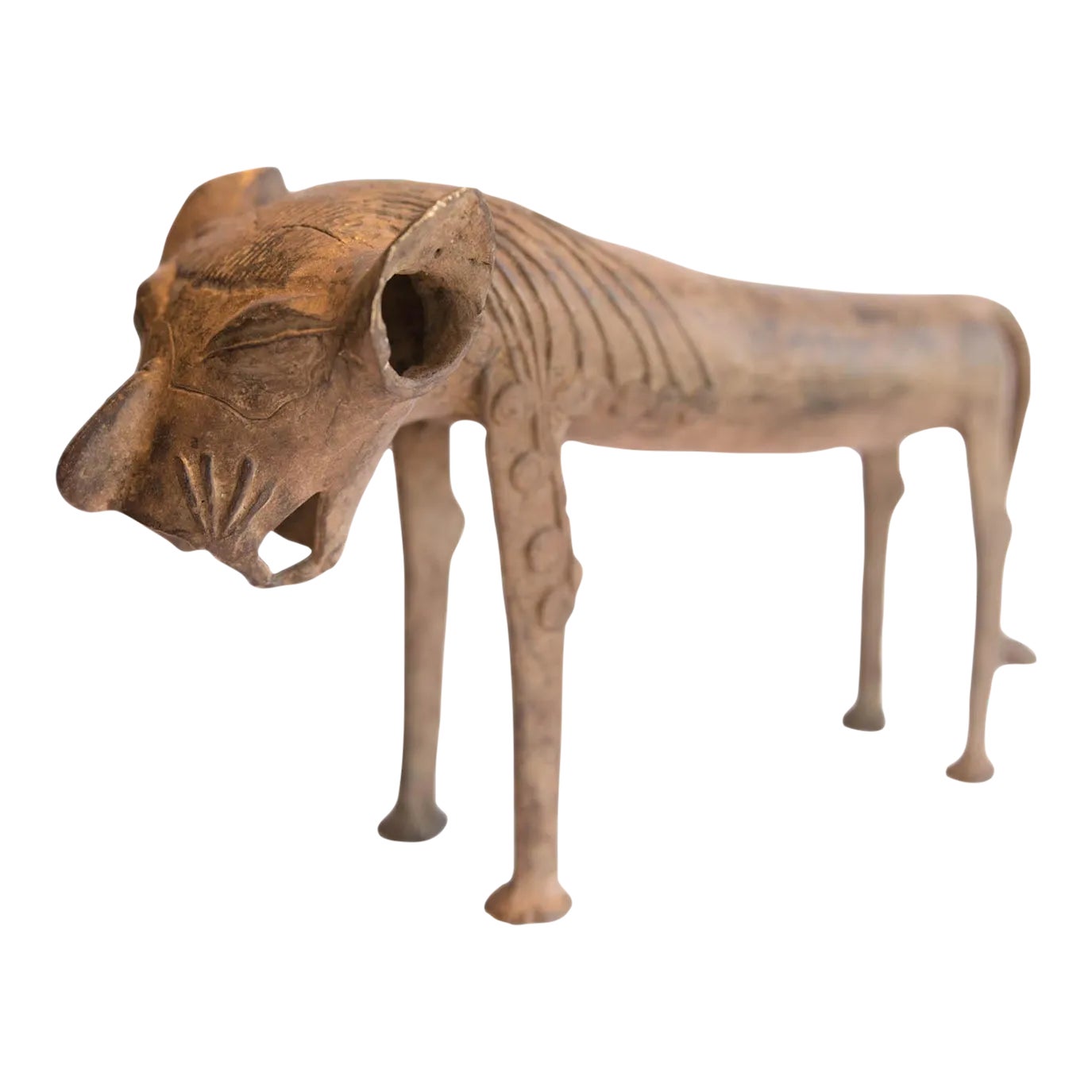 Vintage African Lion Dog Sculpture | Chairish