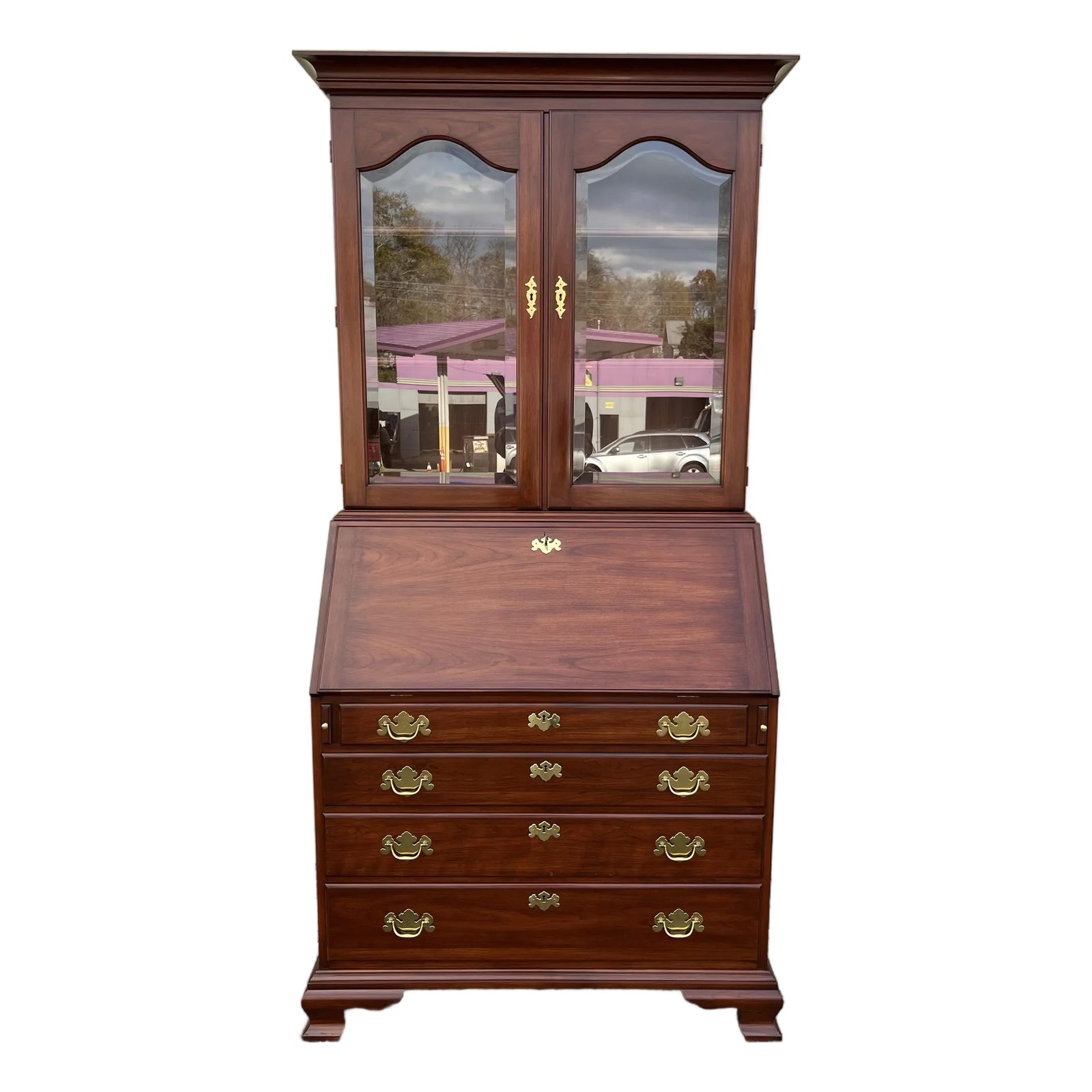 Late 20th Century Henkel Harris Cherry Hancock Secretary Bookcase ...