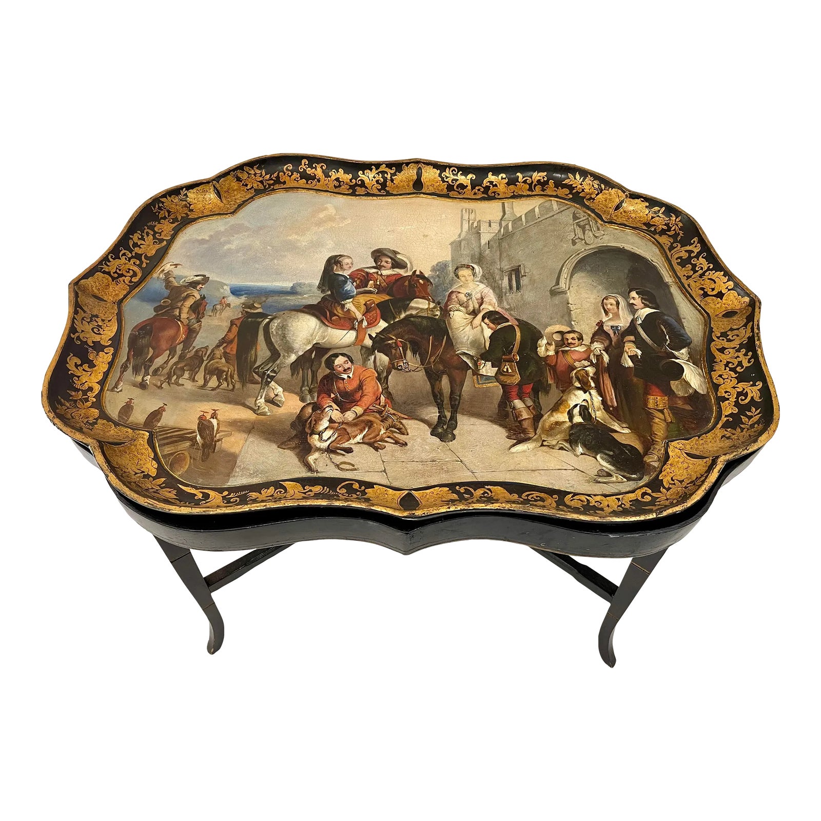 19th Century Old Master Painted Jennens & Bettridge Signed Tray on ...