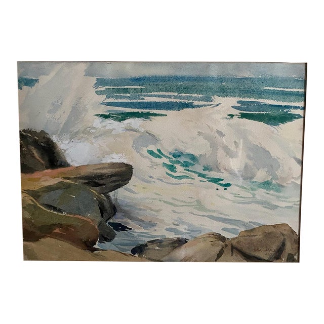 1950s Ocean Watercolor Painting by Sam Hyde Harris, Framed | Chairish