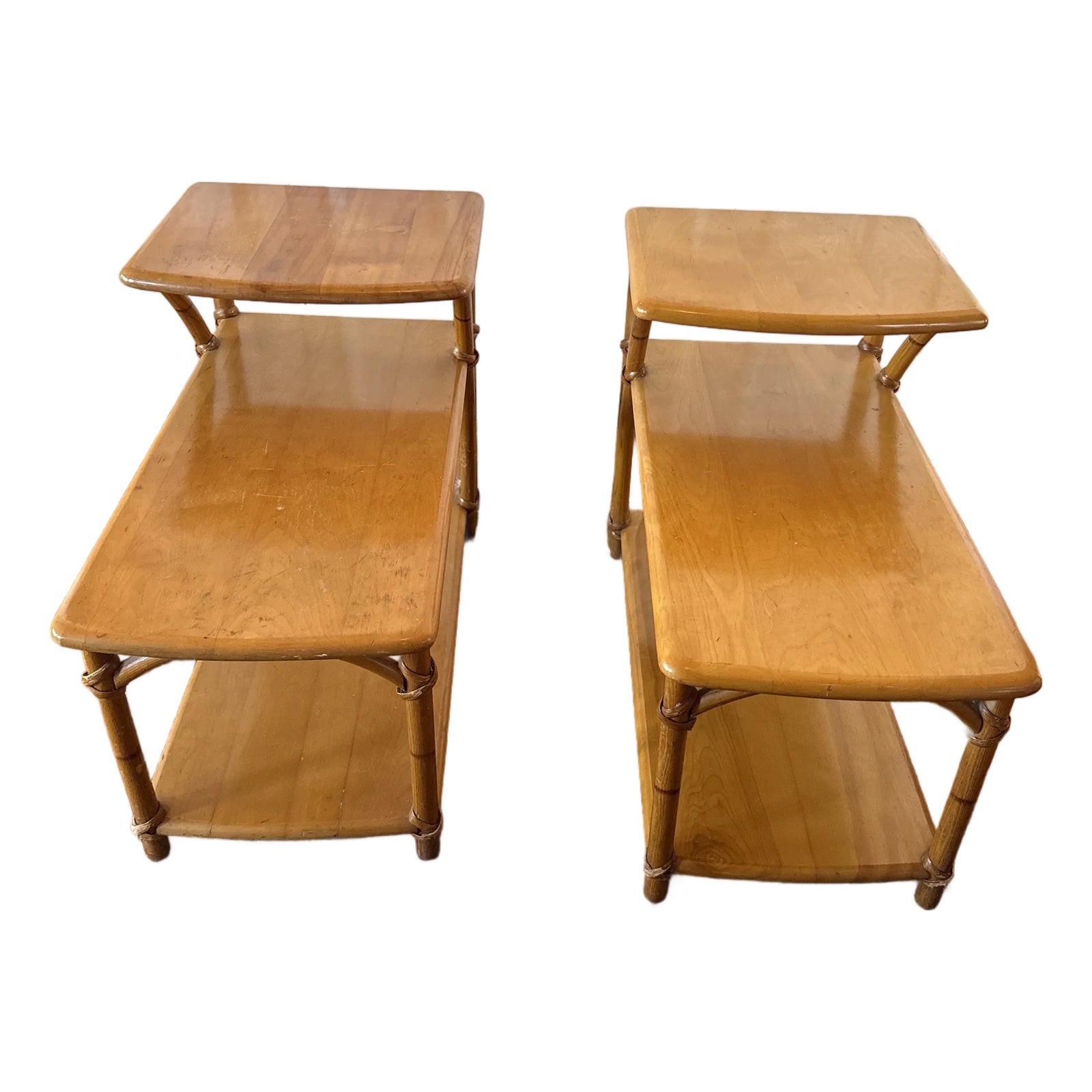 1950s Heywood Wakefield Birch Side Tables | Chairish