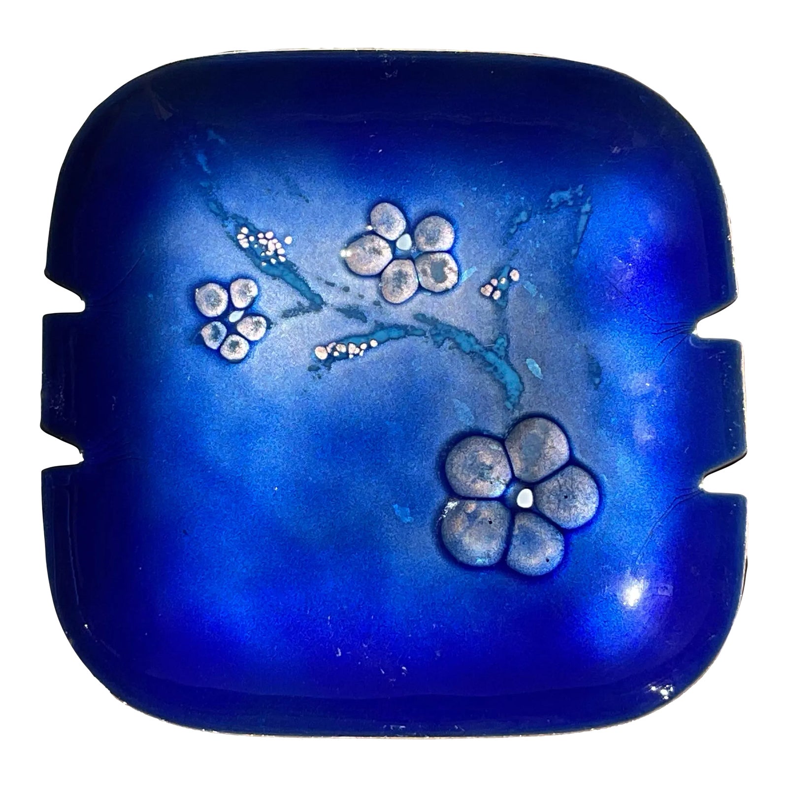 1960s Bovano Blue Enamel Dish on Copper | Chairish