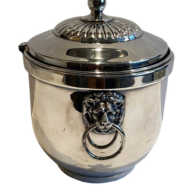 Lion Handled Silverplate Ice Bucket | Chairish