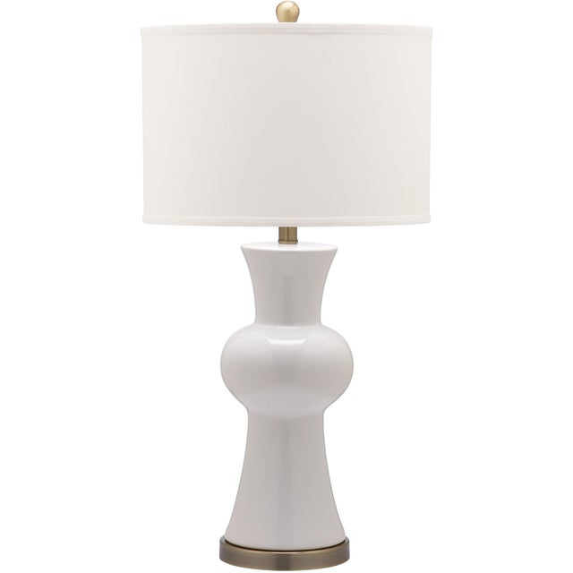 30 Inch H Column Table Lamp in White - a Pair | Chairish