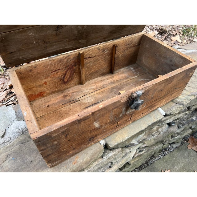 Vintage Primitive Wooden Storage Box Early 20th Century With Iron Bolt ...
