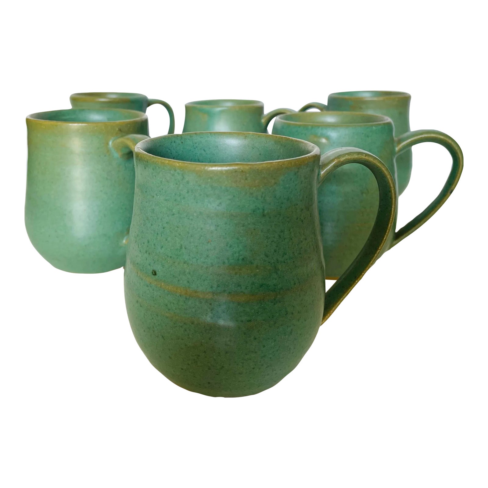 90's French Country Style Handmade Artist Signed Pottery Mugs Set of 6 ...