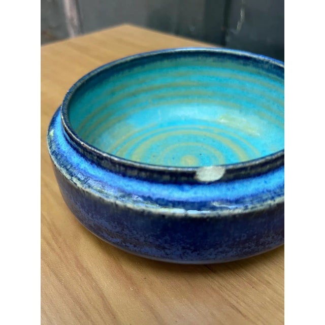 Blue Horse Lidded Round Pottery Box | Chairish