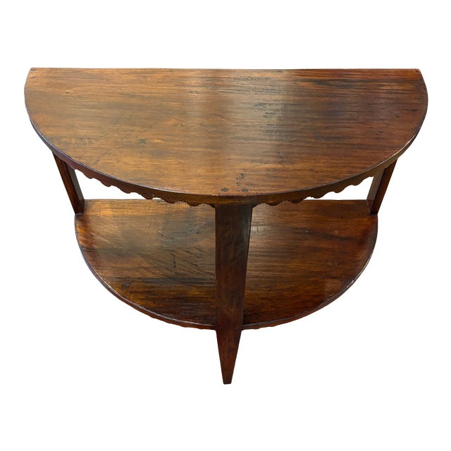 Late 19th Century Victorian Demi-Lune Two Tier Table | Chairish