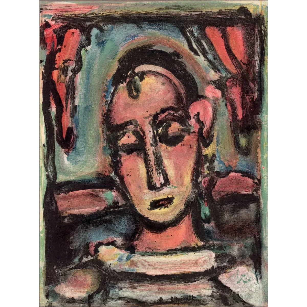 1939 Georges Rouault Lithograph Head of Girl Verve | Chairish
