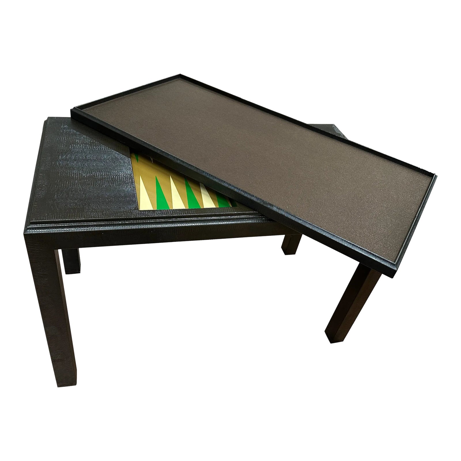 1990s Faux Snakeskin Game Table with Removable Top | Chairish