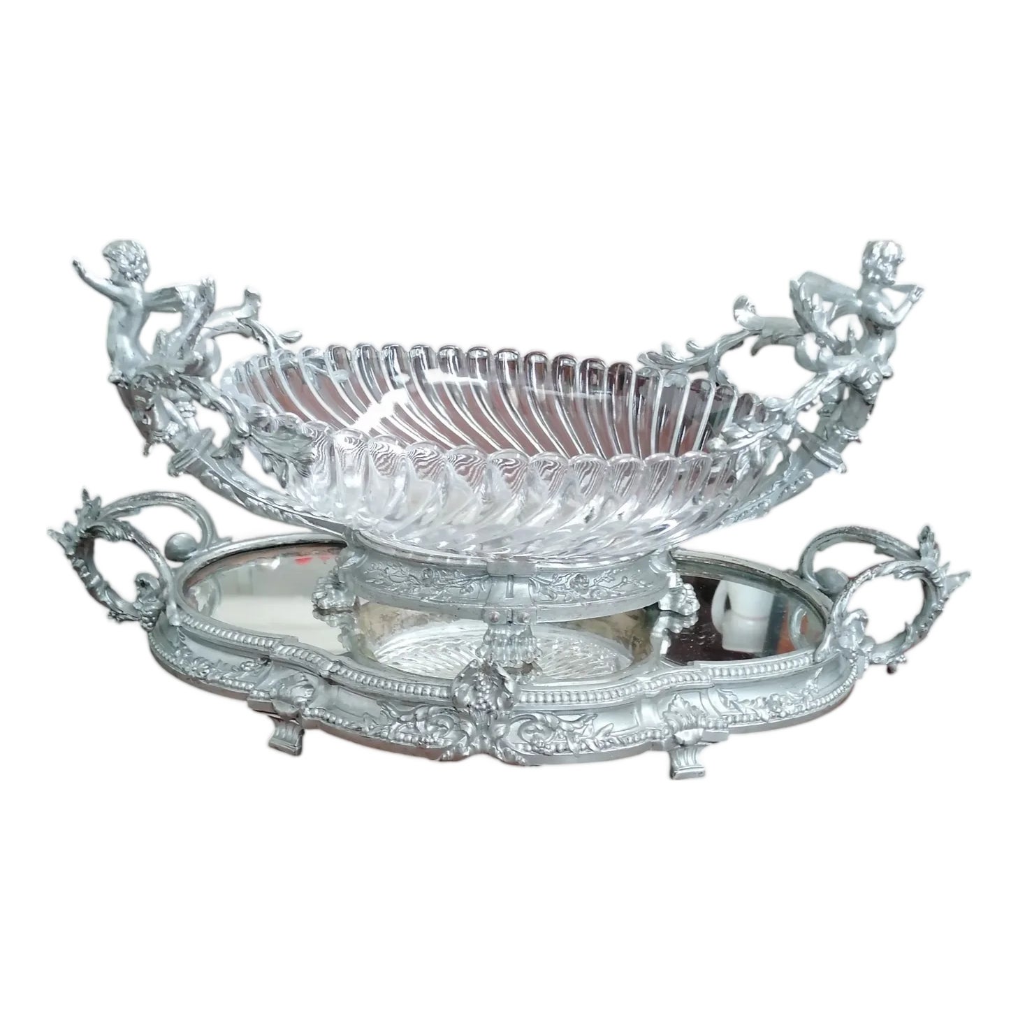 Antique Centerpiece with Cherubs, Set of 3 | Chairish
