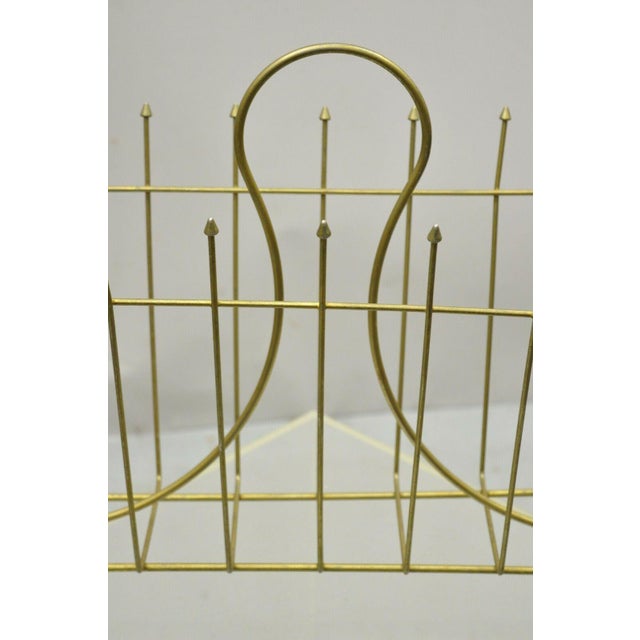 Vintage Mid Century Modern Atomic Era Metal Wire Gold Magazine Rack ...