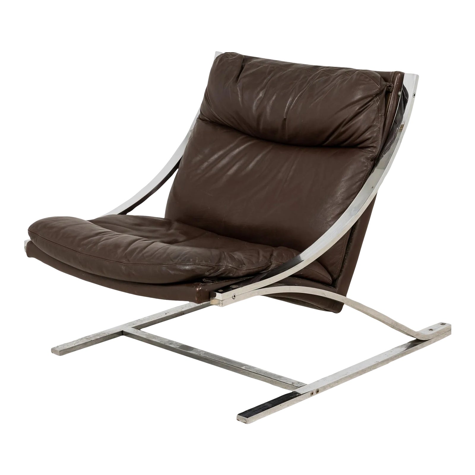 Paul Tuttle for Strassel Mid-Century 'Zeta' Brown Leather Cantilever ...