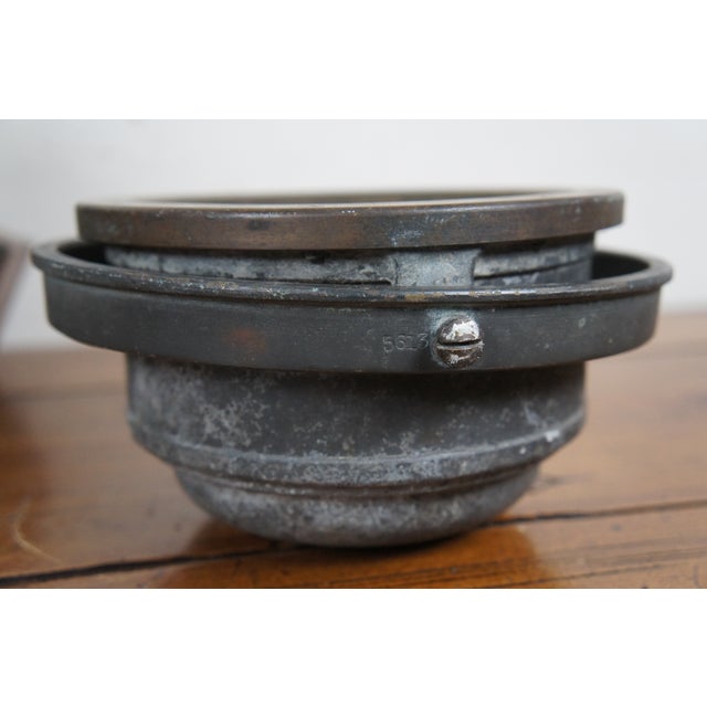 Antique Copper Brass Nautical Maritime Gimbal Compass Binnacle Oil Lamp ...