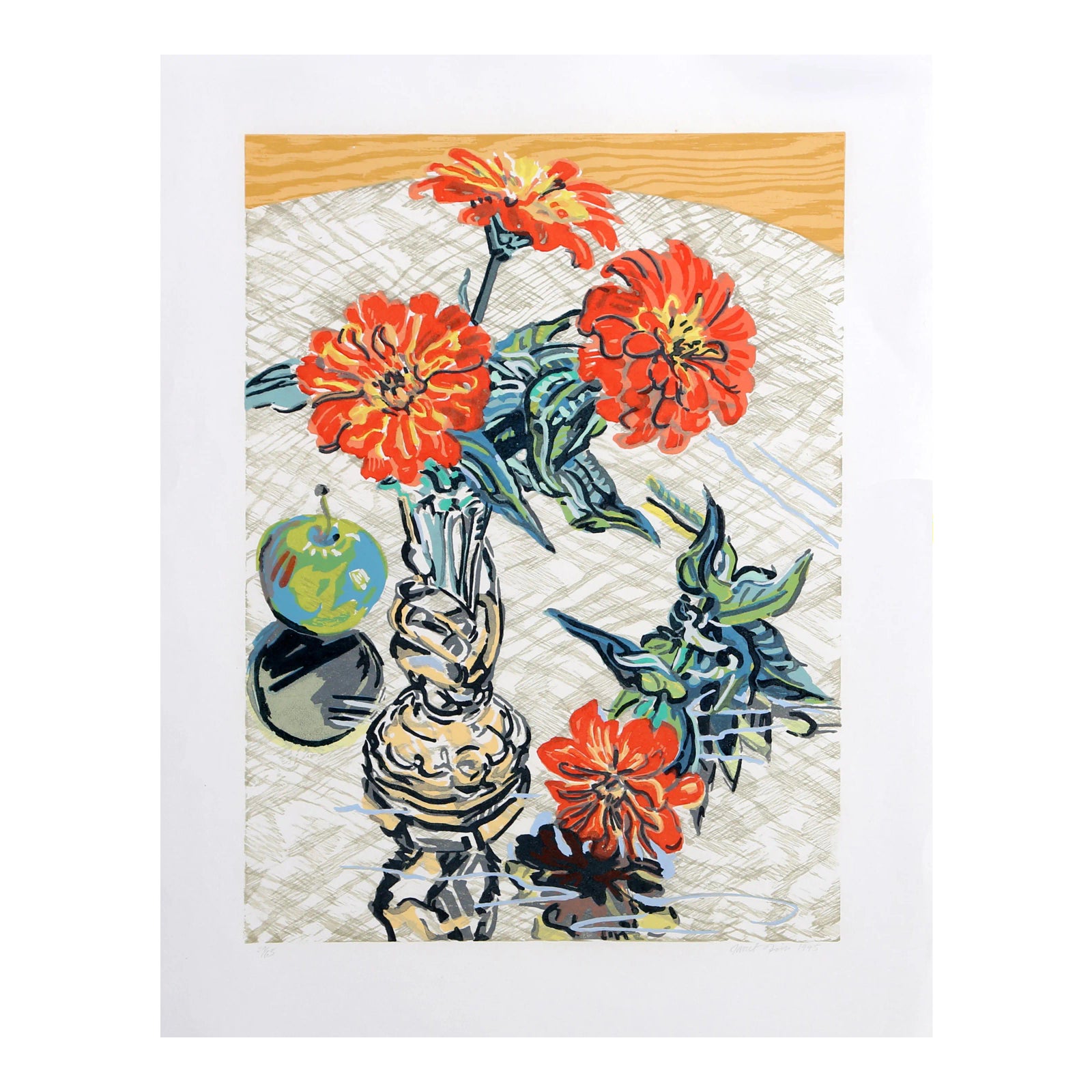 Janet Fish, "Apples and Zinnias", Figurative Still Life | Chairish