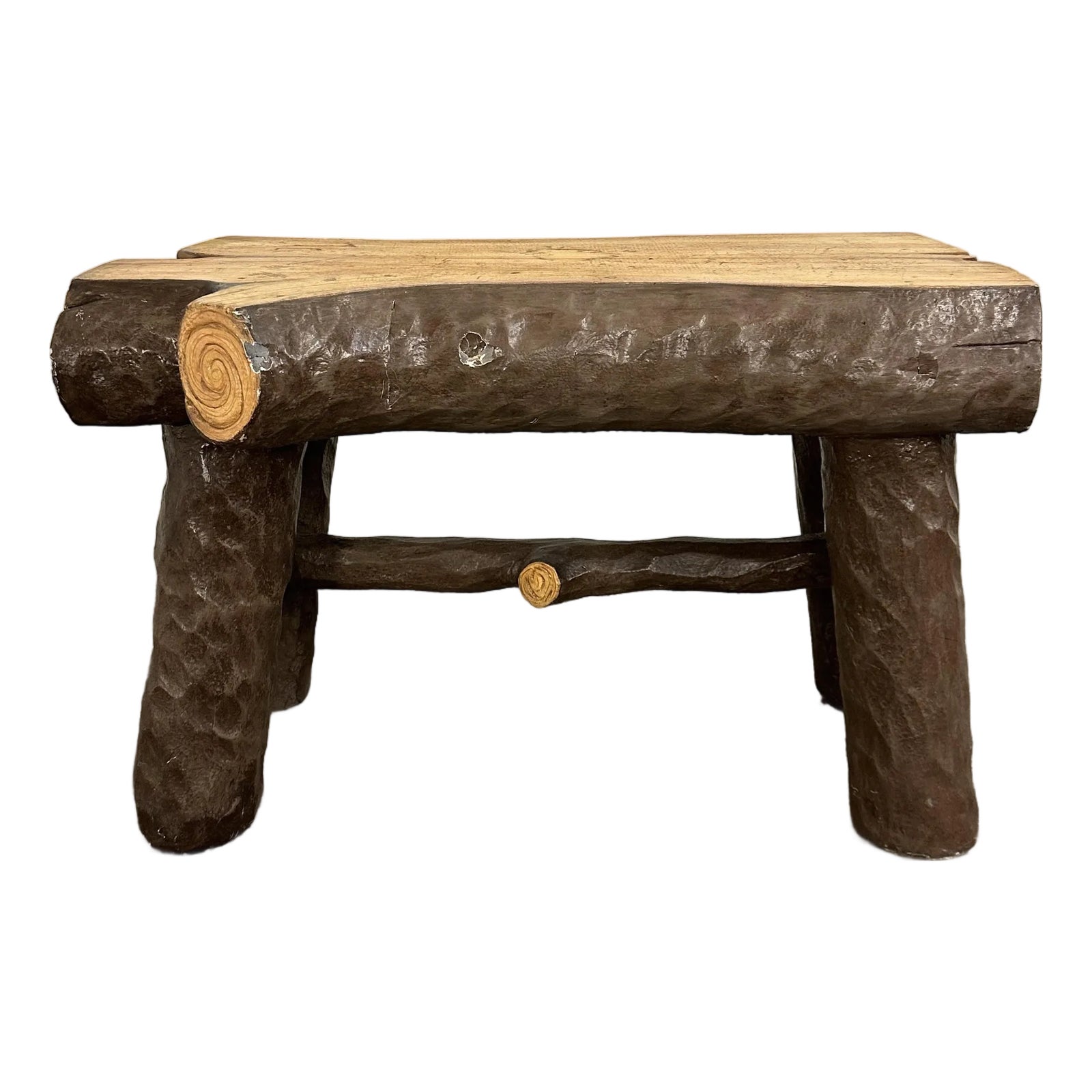 Anvil Props Faux Bois-Style Log Console Table Bench | Chairish