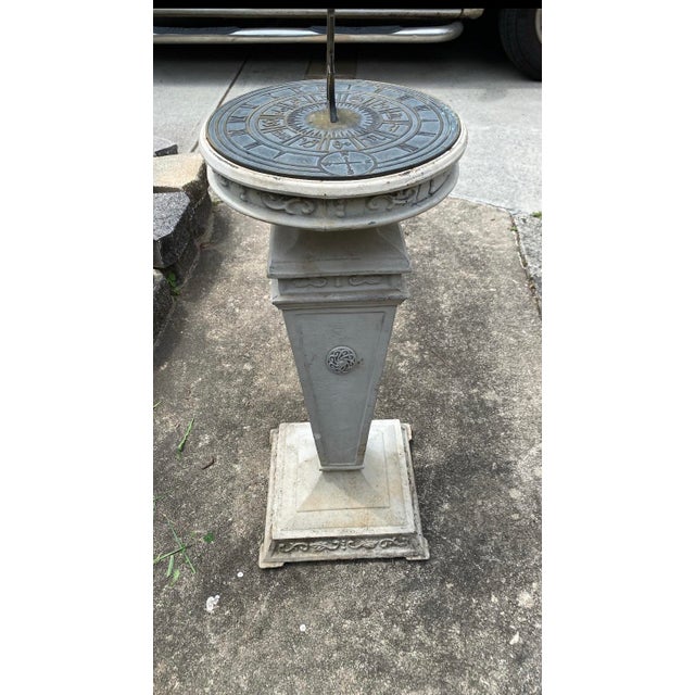 Antique French Cast Iron Sundial on Pedestal | Chairish
