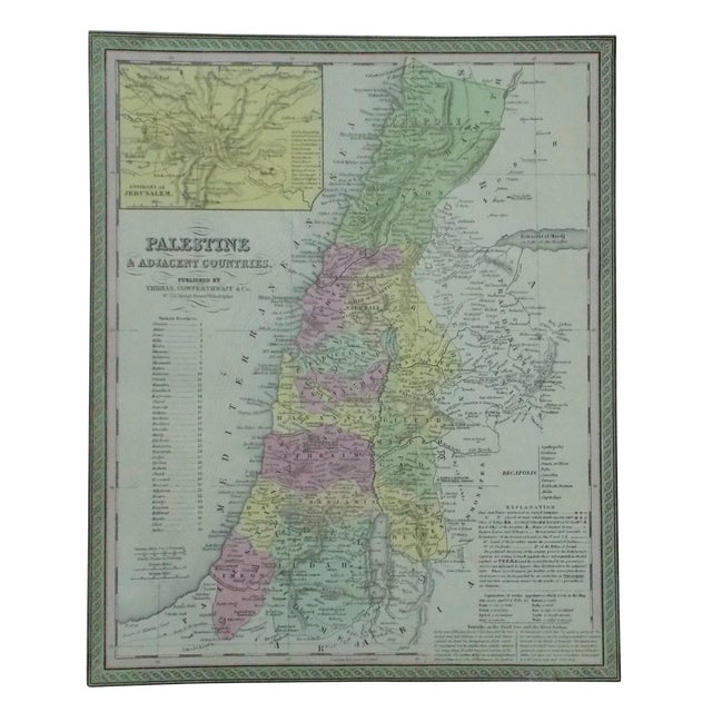Palestine & Jerusalem Map by Cowperthwait, 1850 | Chairish