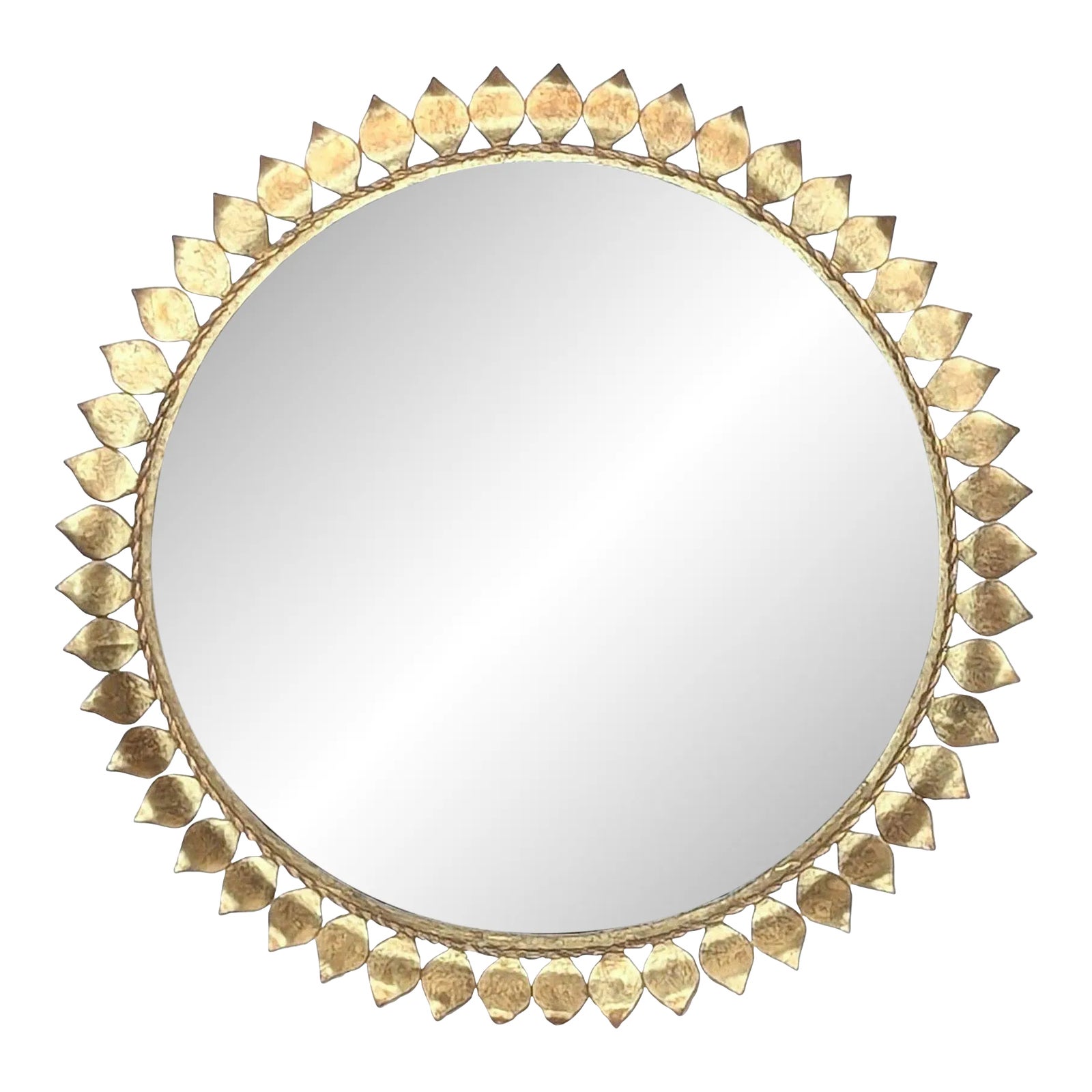 Miller Design Co. Farrah Gold Round Metal Frame Mirror | Chairish
