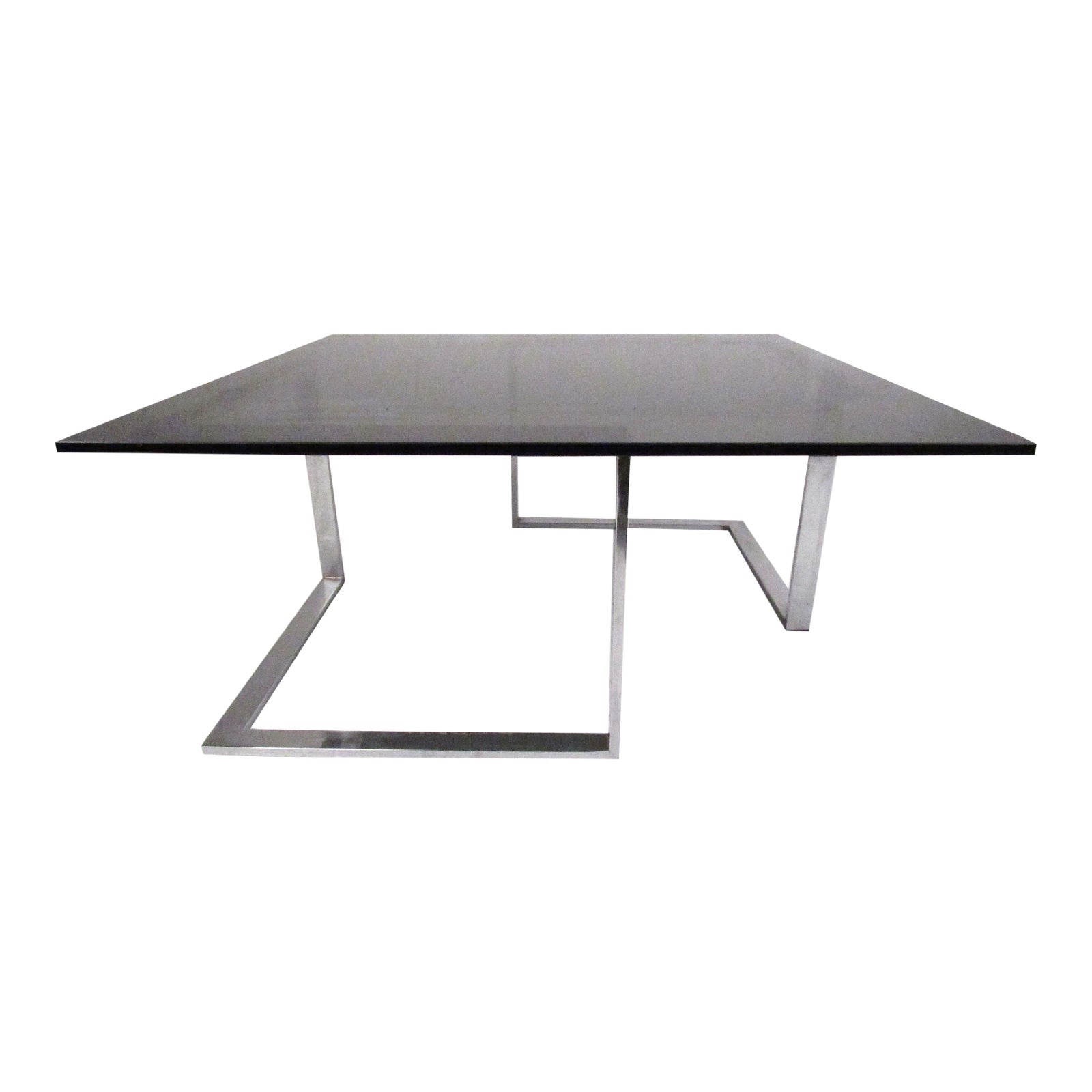 Modern Chrome & Tinted Glass Coffee Table | Chairish