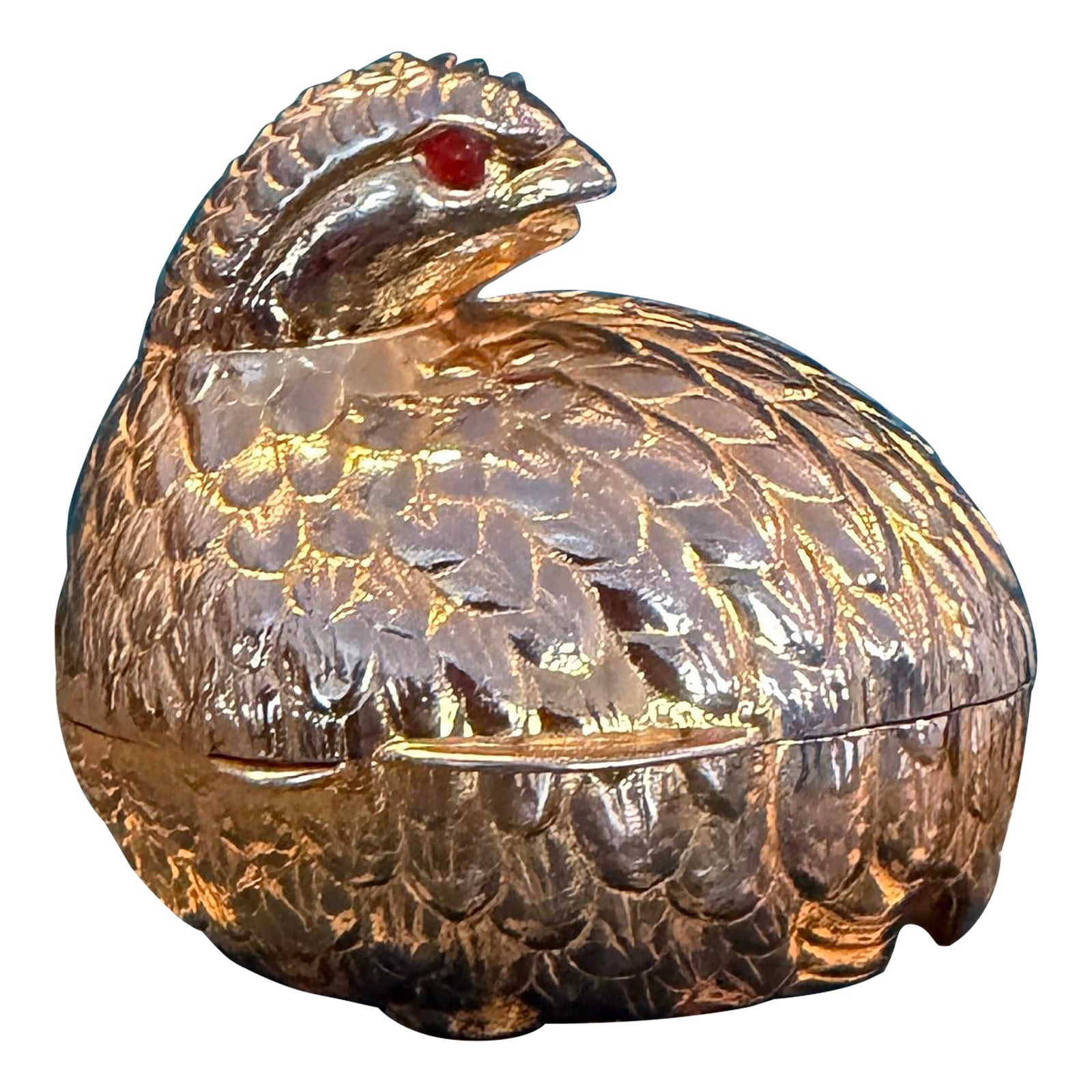 Signed Judith Leiber 1980's Resting Quail Pill Box | Chairish