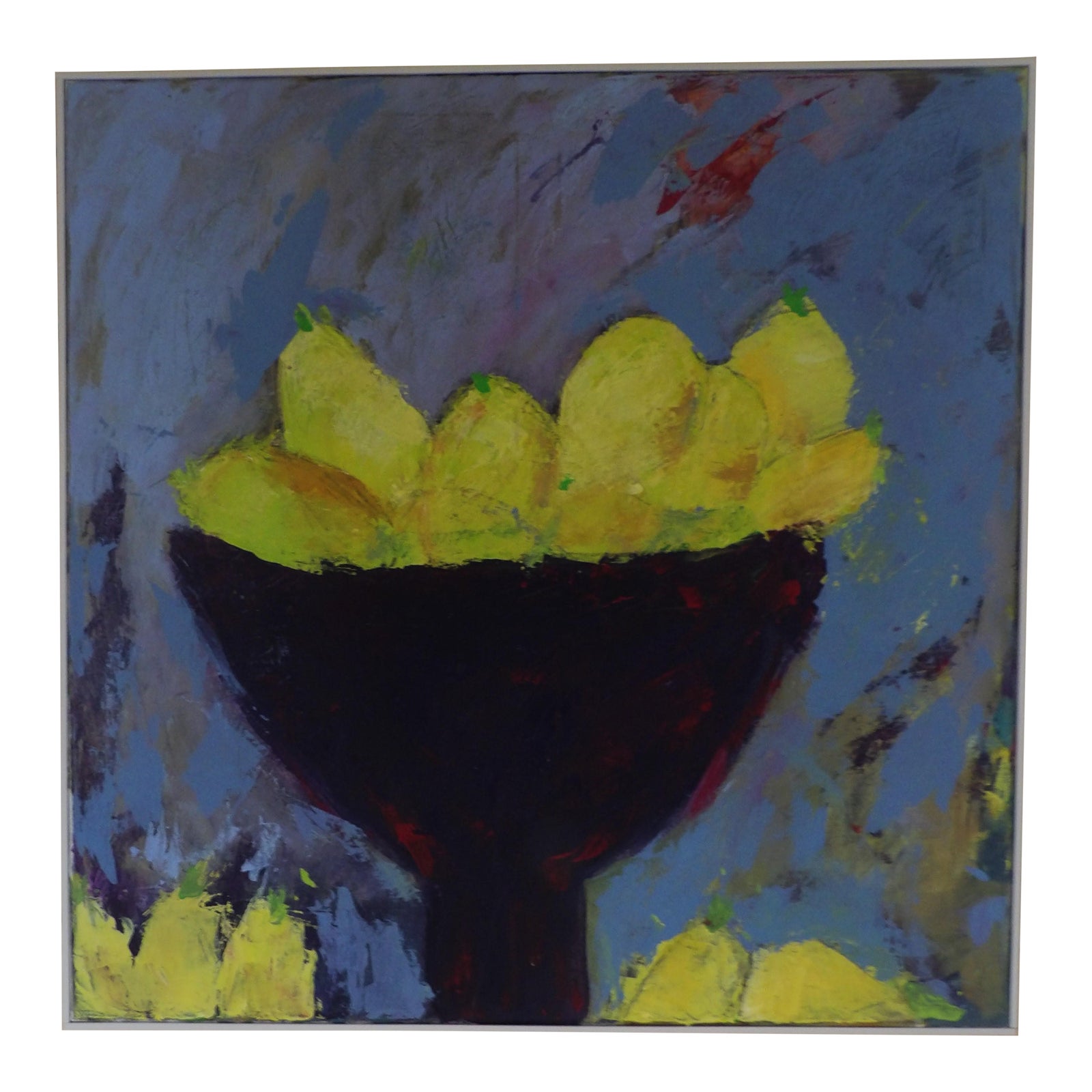 Original Expressionist Style Bowl of Lemons Still Life Painting | Chairish