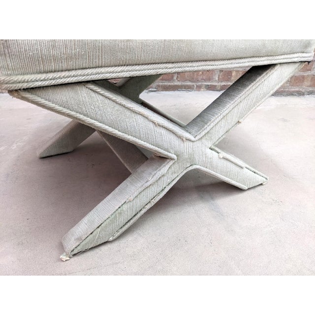 1980s Hollywood Regency Style X Base Velvet Ottoman | Chairish