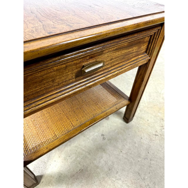 Mid Century Modern Side Table With Cane Shelf by Heritage | Chairish