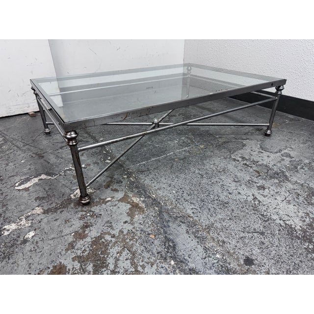 X-Frame Metal + Glass Coffee Table | Chairish