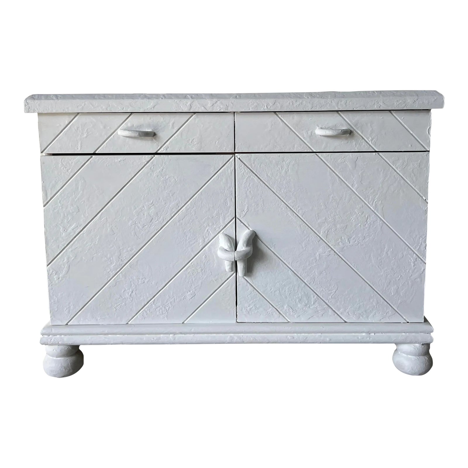 Postmodern - Style White Painted Two Drawers Nightstand | Chairish