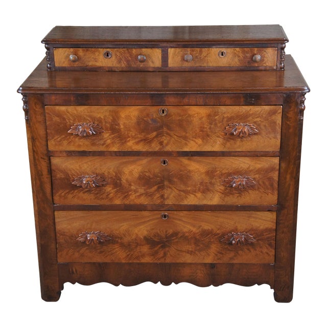 Late 19th Century Antique Victorian Crotch Walnut Step Back Dresser ...