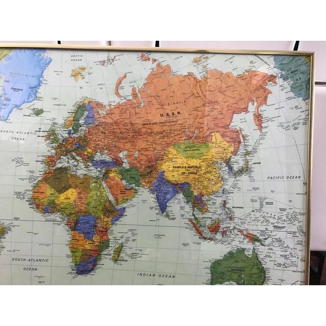 1989 World Map With Oceans | Chairish