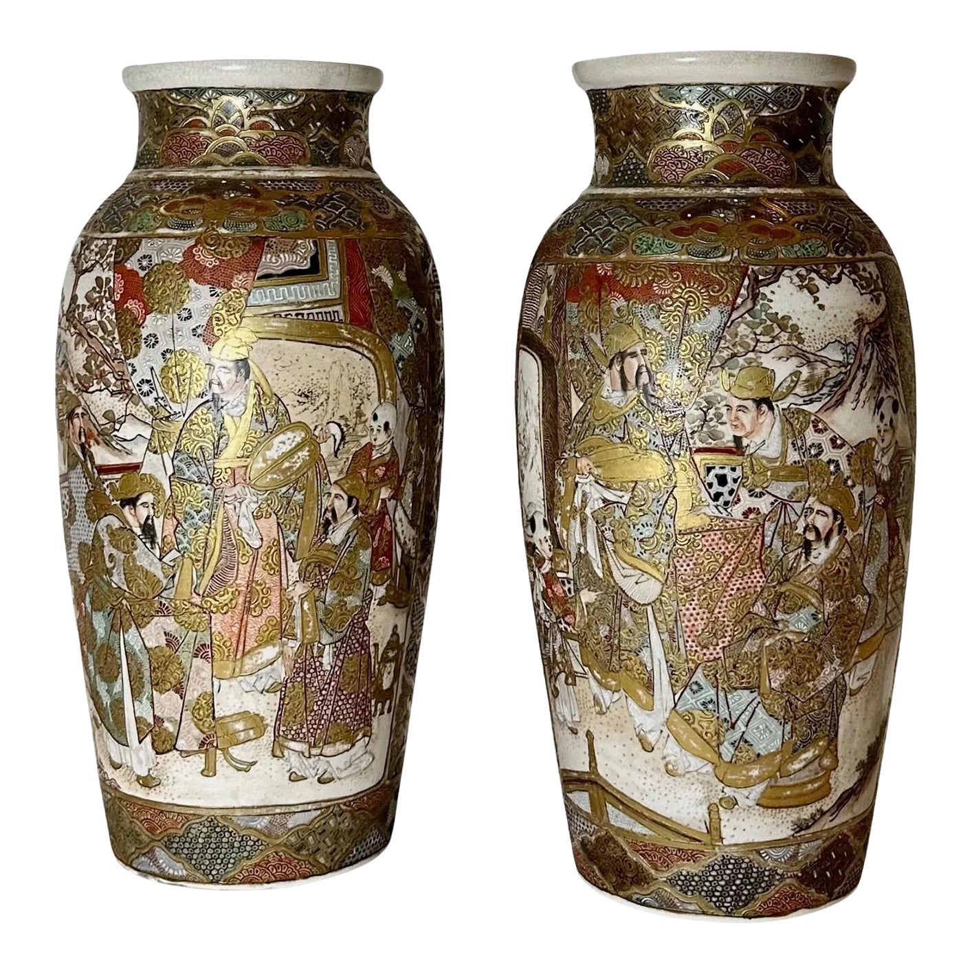 19th Century Satsuma Vases - a Pair | Chairish