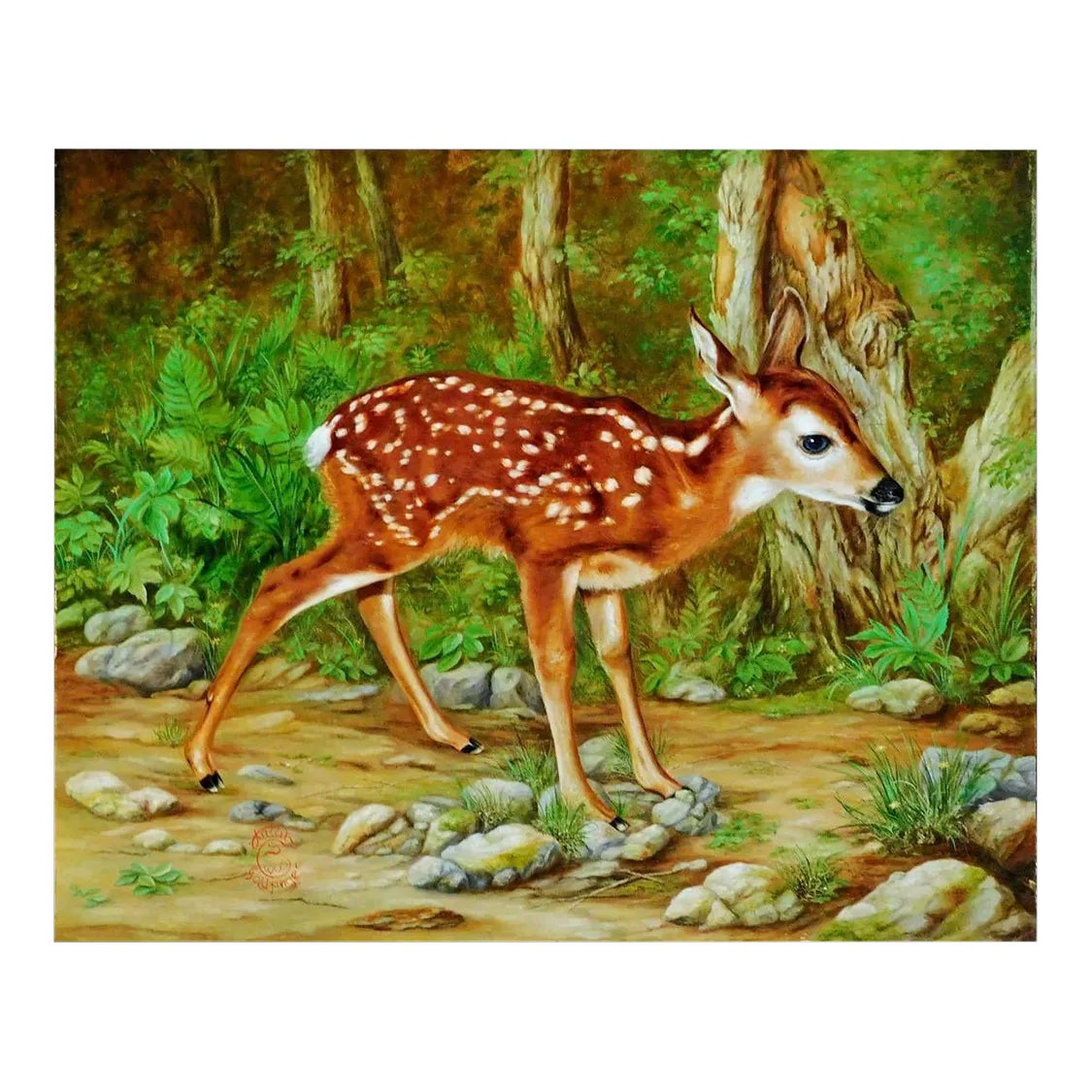 Antal Goldfinger "Bambi" Original Oil on Canvas Unframed Hand Signed ...