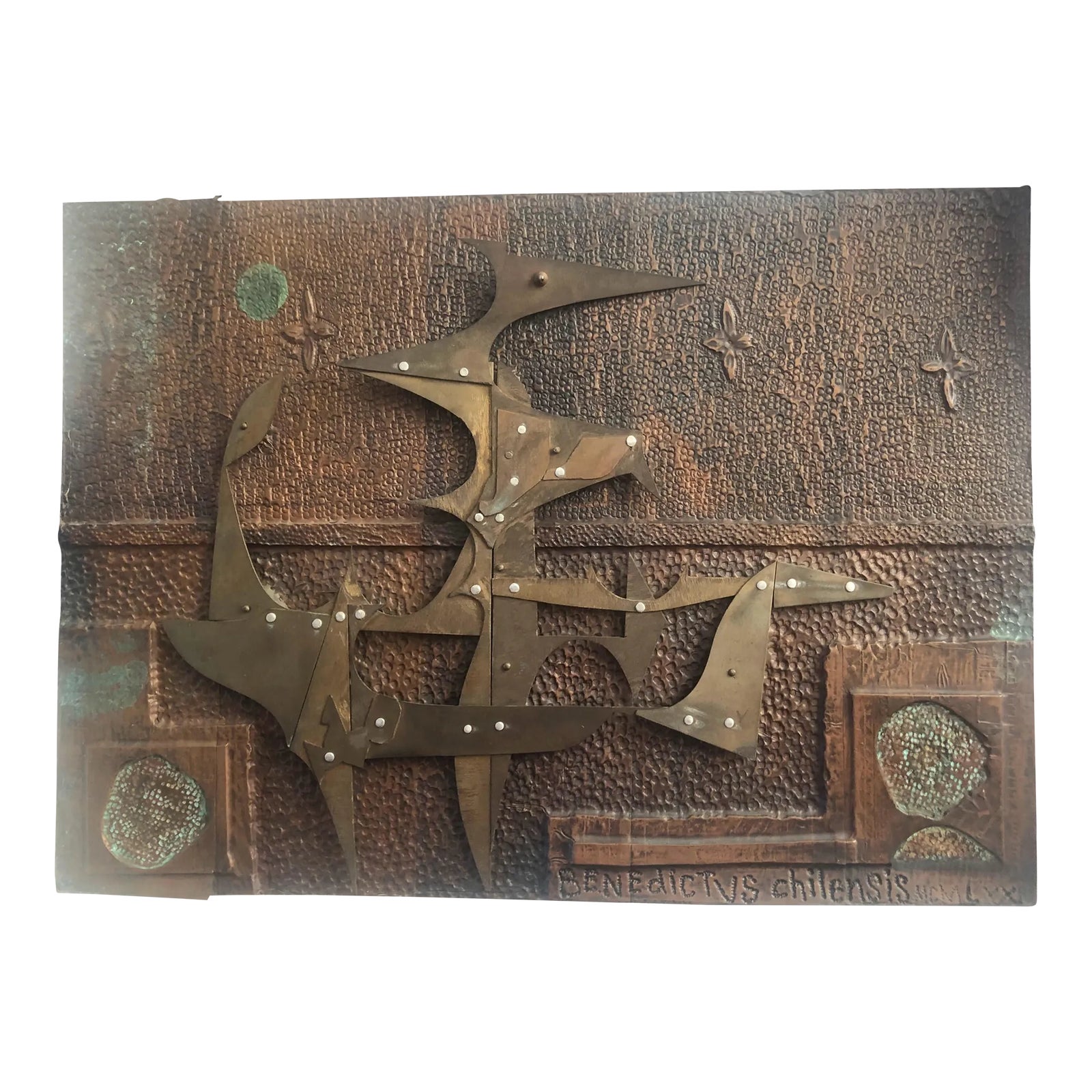 Vintage Wall Hanging Metallic Collage | Chairish