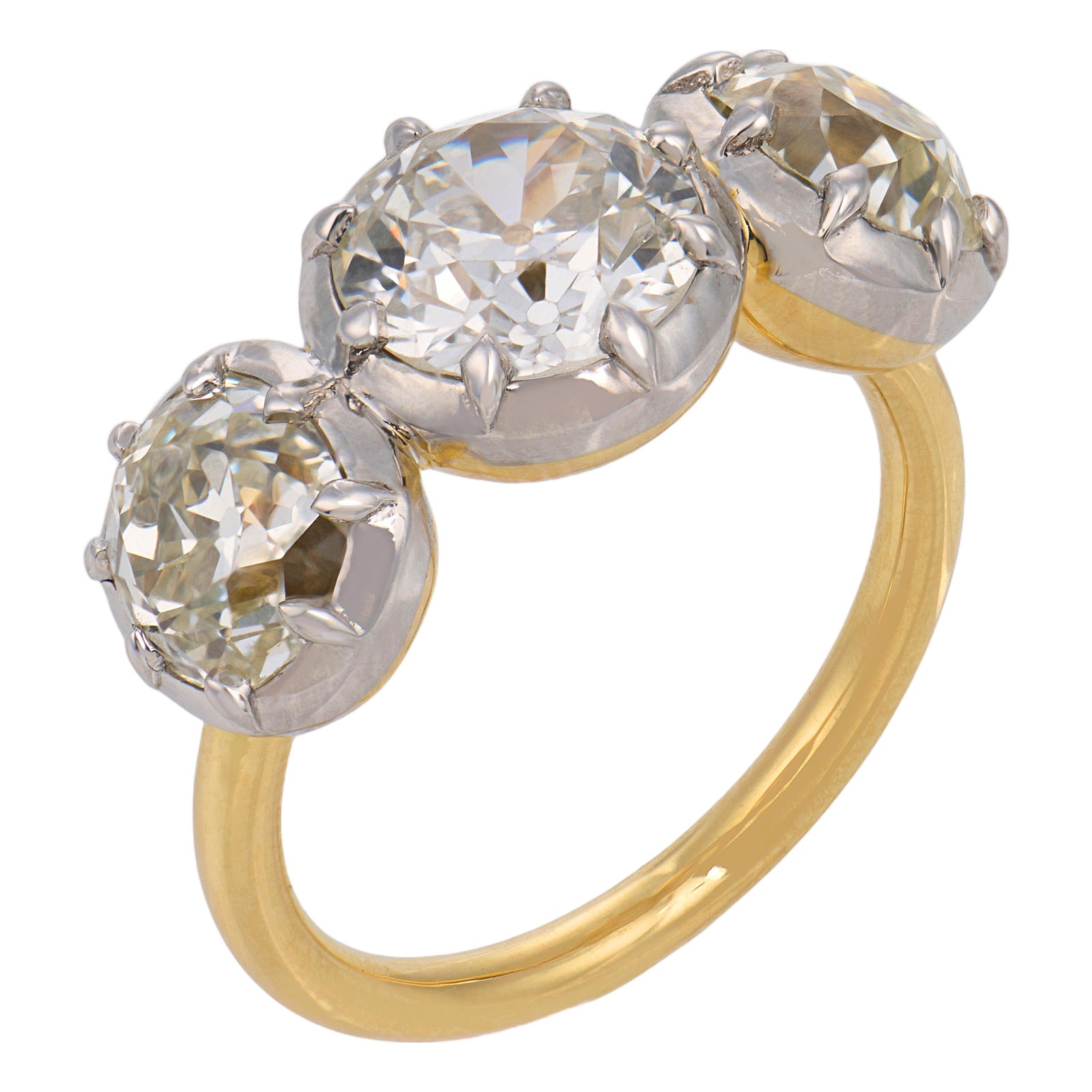 Mid 20th Century Gia 4.58 Carat Old Cut Diamond 18k Yellow Gold Colette ...
