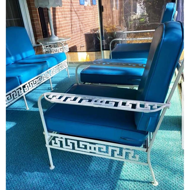 1950s Faux Bamboo Greek Key White Painted Cast Aluminum Outdoor Patio ...