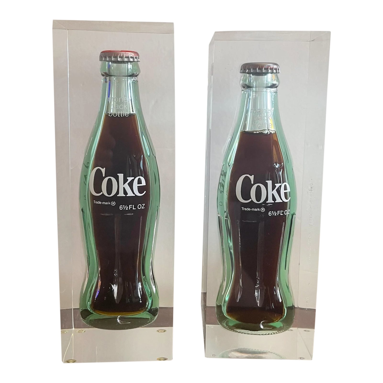 Pair of Mid-Century Modern Op Art Resin Cased Coca Cola Unopened ...