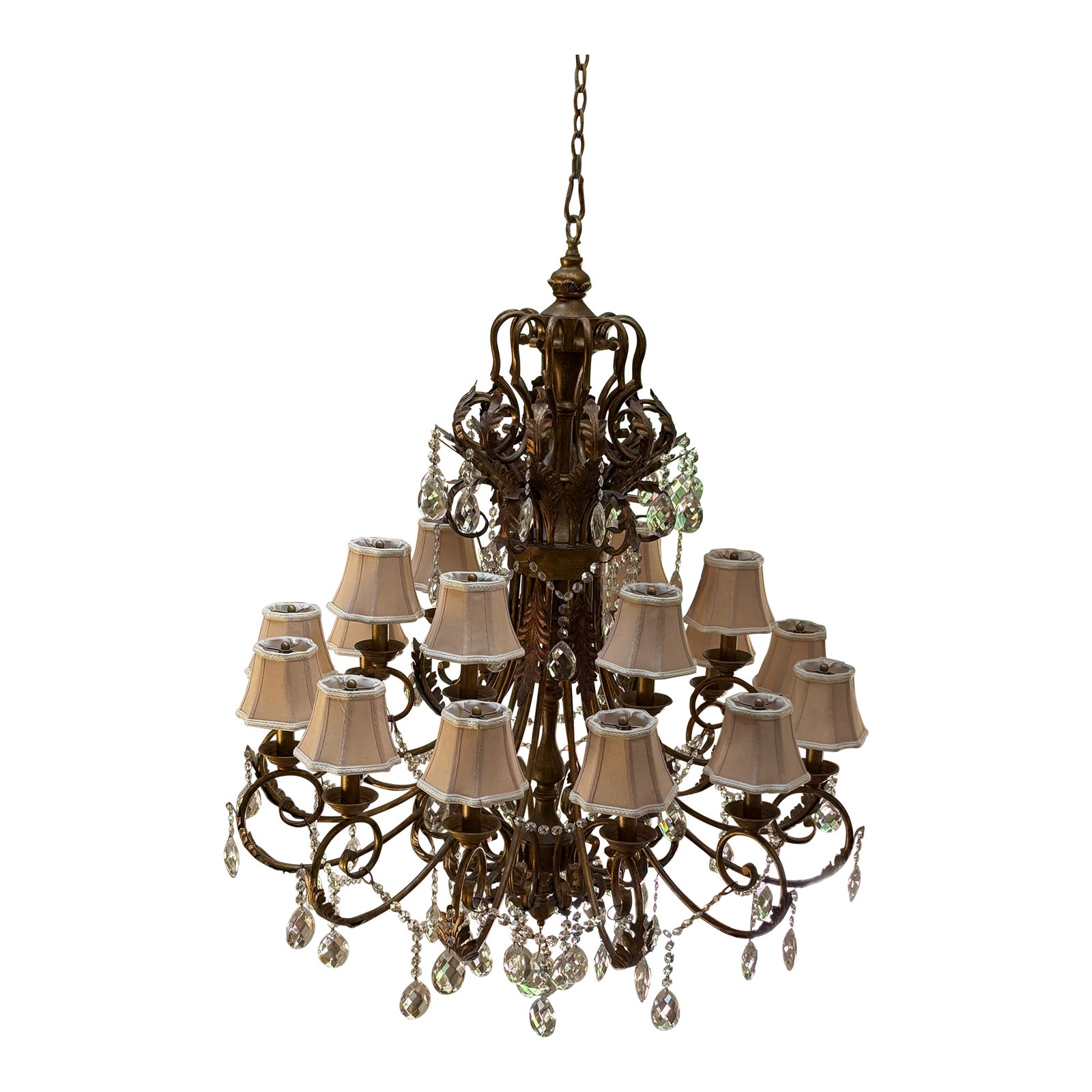 1990s Gold 2-Tier Chandelier | Chairish