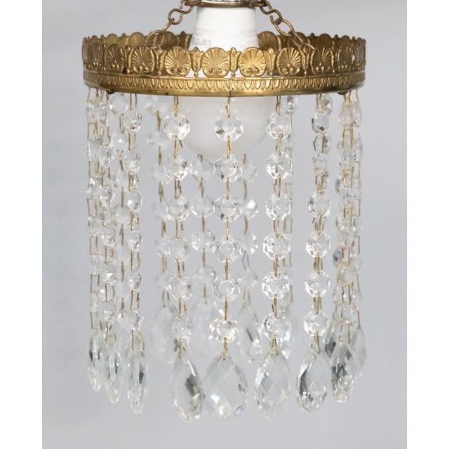 Antique French Ormolu & Crystals Electrolier Chandelier Light Shade ...