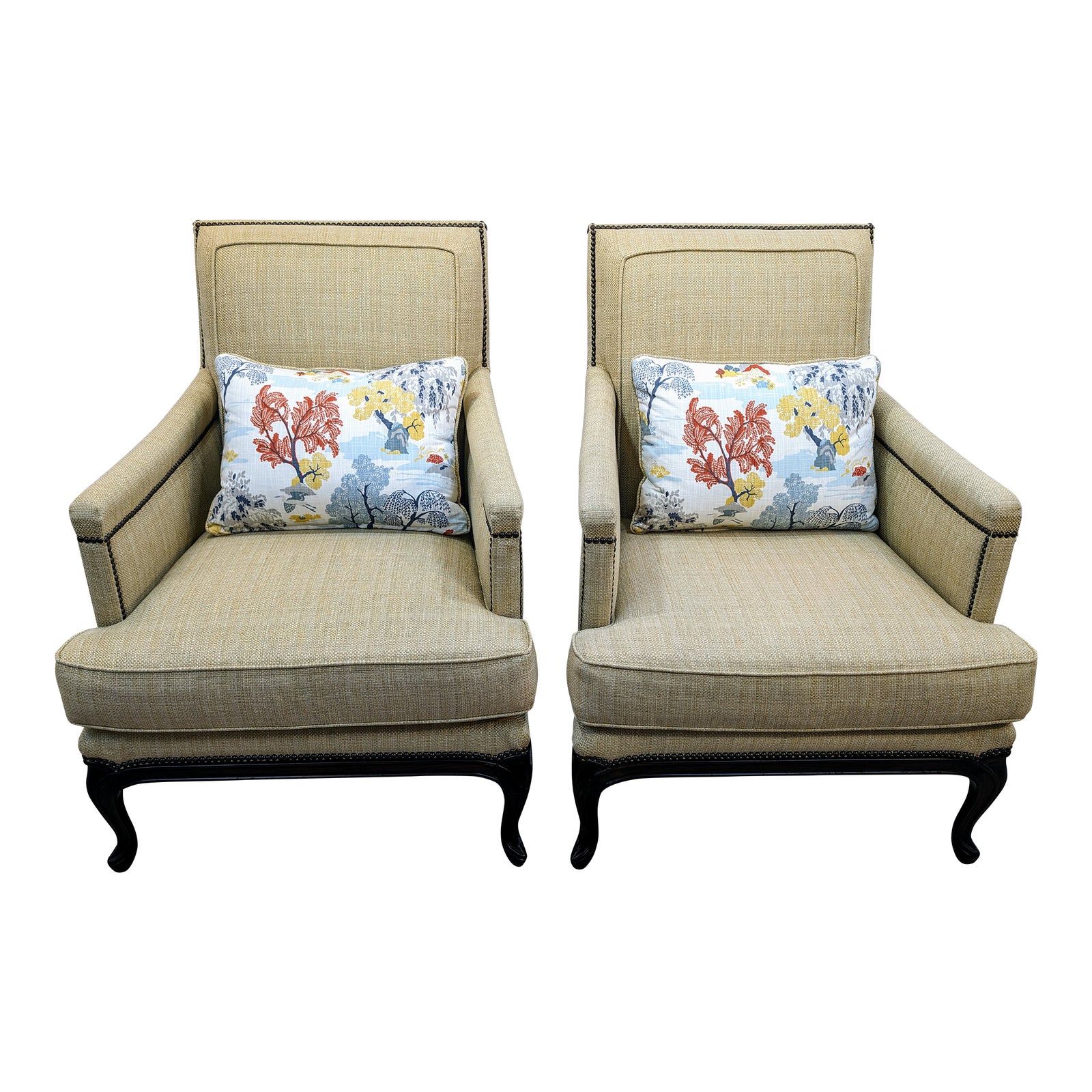 Henredon Pair of Club Chairs | Chairish