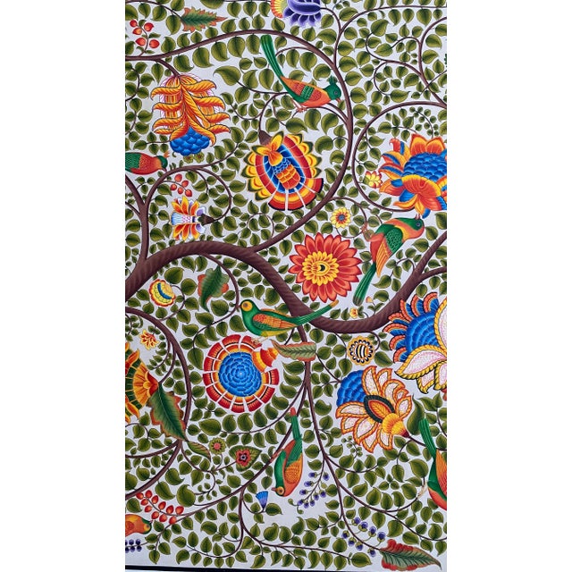 Tree of Life Indian Kalamkari Painting on Canvas | Chairish