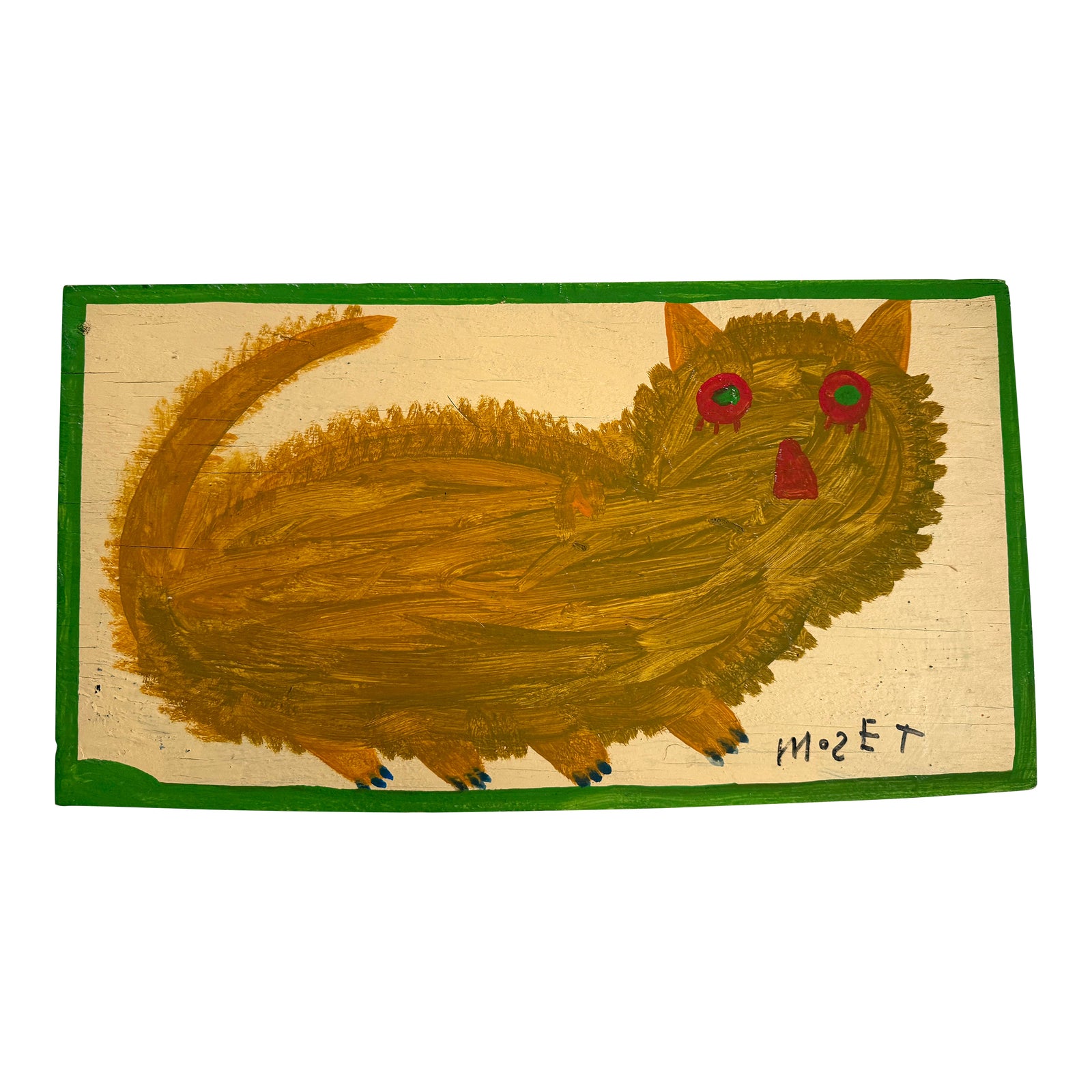Mose Tolliver "MoseT" Cat Painting - Outsider Art, Folk Art | Chairish