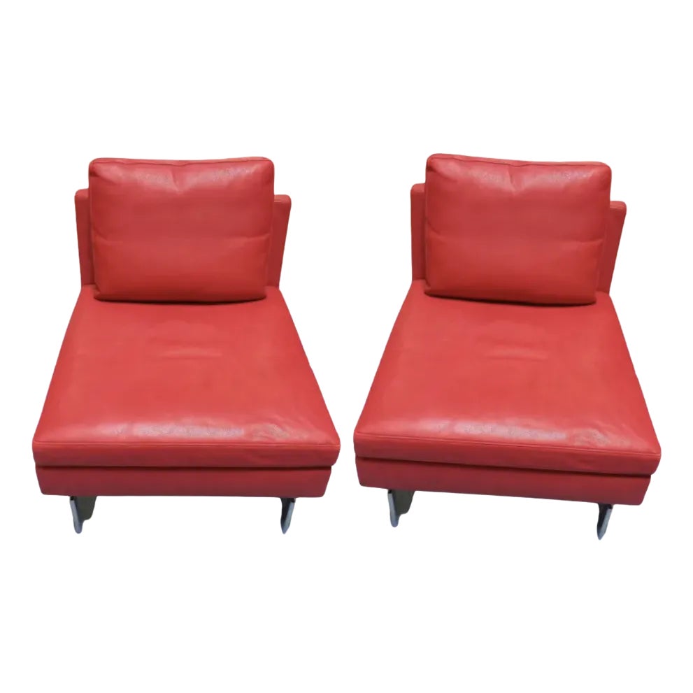 Ligne Roset Stricto Sensu Leather Chairs - Set of 2 | Chairish