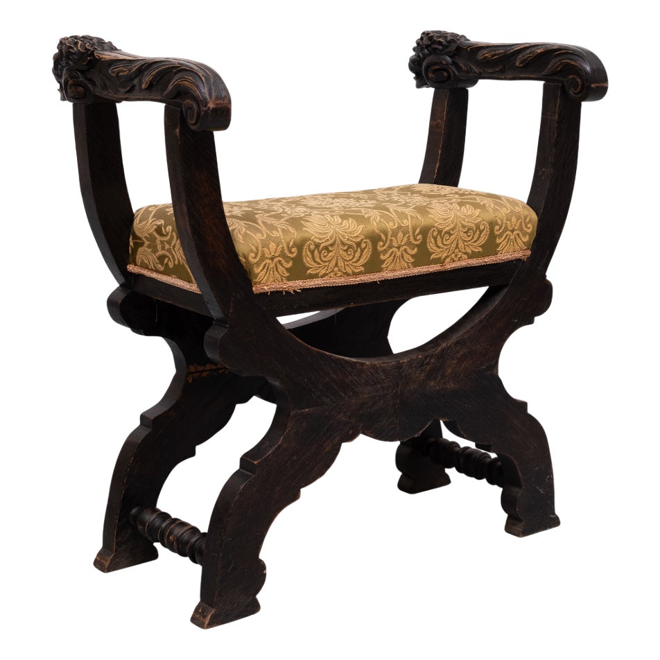 Antique Hand Carved Lions Stool, Holland, 1880 | Chairish