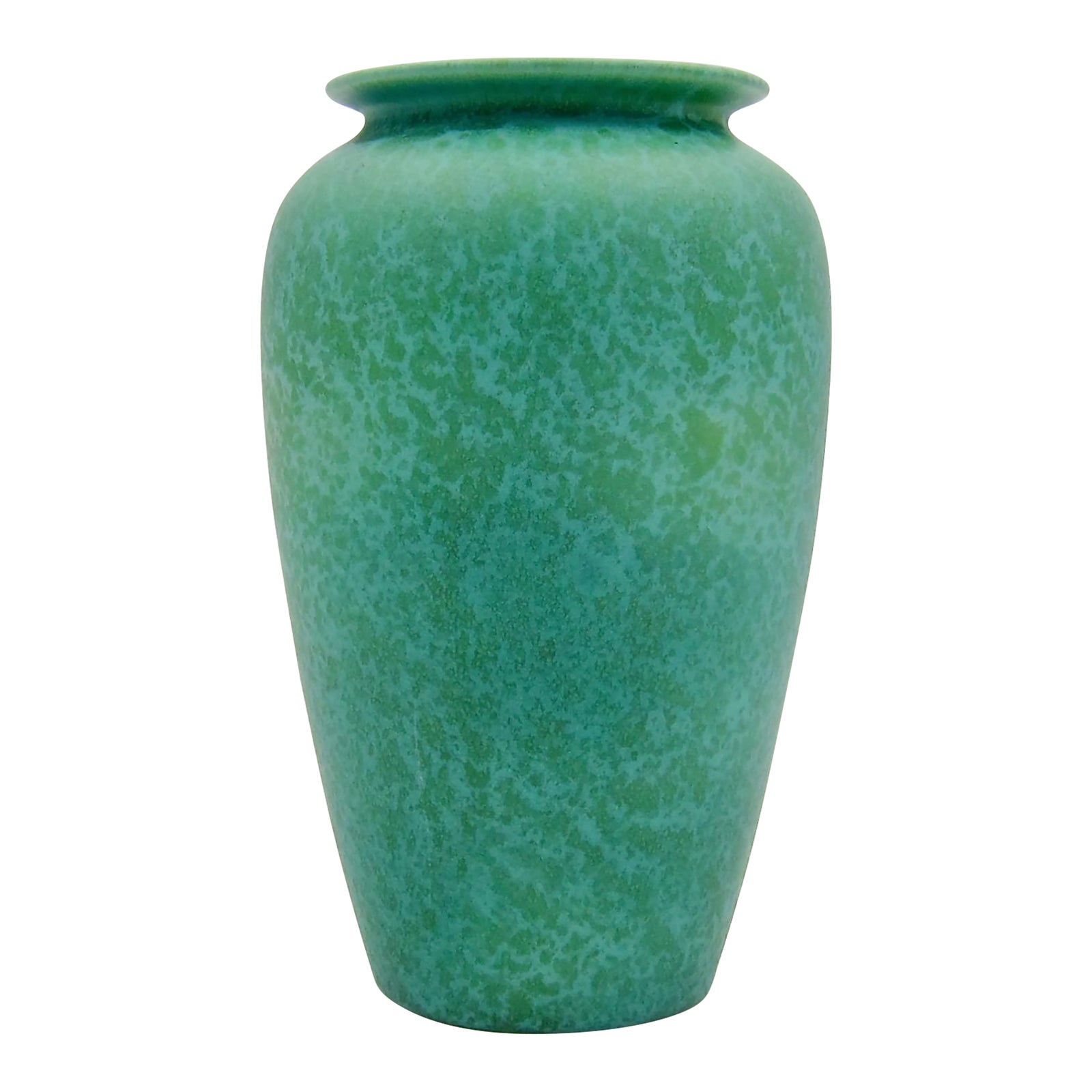 English Arts and Crafts Vase With Mottled Matte Green Glaze From Bretby ...