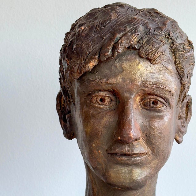 Handmade Ceramic Bust of a Young Man | Chairish