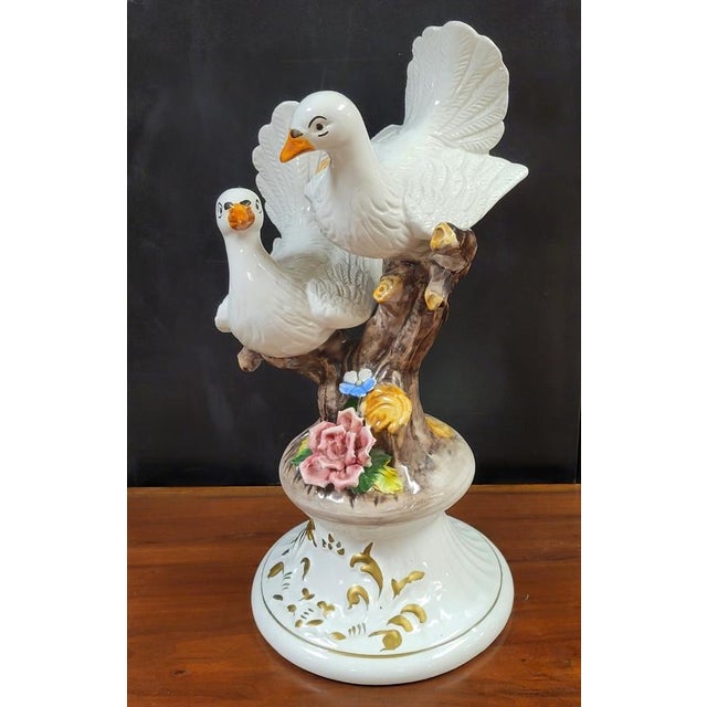 Tall Vintage Italian Capodimonte Doves Centerpiece Figurine Statue ...