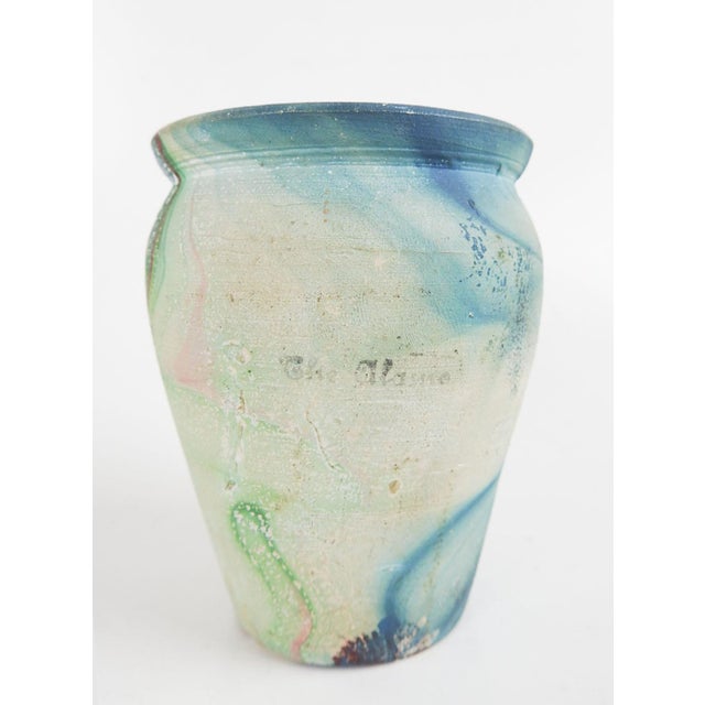 Small Vintage Meyer Pottery the Alamo Texas Blue Swirl Pottery Vase ...