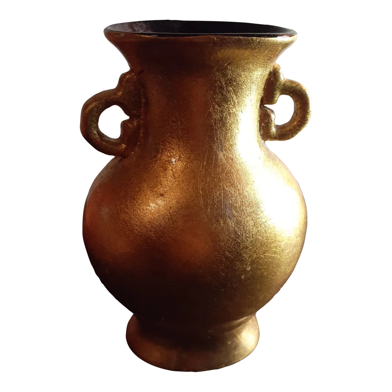 1970s Marked Silvestri Italy Gold Polished Ceramic Dual Handle Bud Vase ...